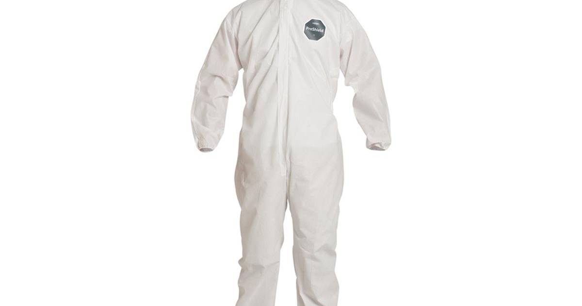 Coverall Disposable Large Proshield Basic White Serged Seam With Attached Hood Front Zipper ...