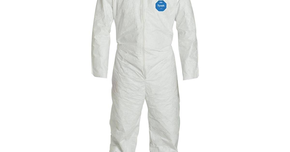 Coverall 3X-Large Tyvek White Serged Seam With Collar Front Zipper Open ...
