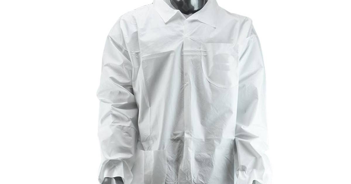 Coat Lab Polypropylene 4-Snap Front 2 Pockets Collar Xl White ...